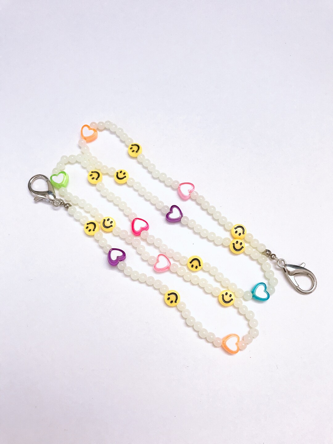 Smiley Face, Heart,glow in the Dark Mask Stretch Strap,luminous Beads ...