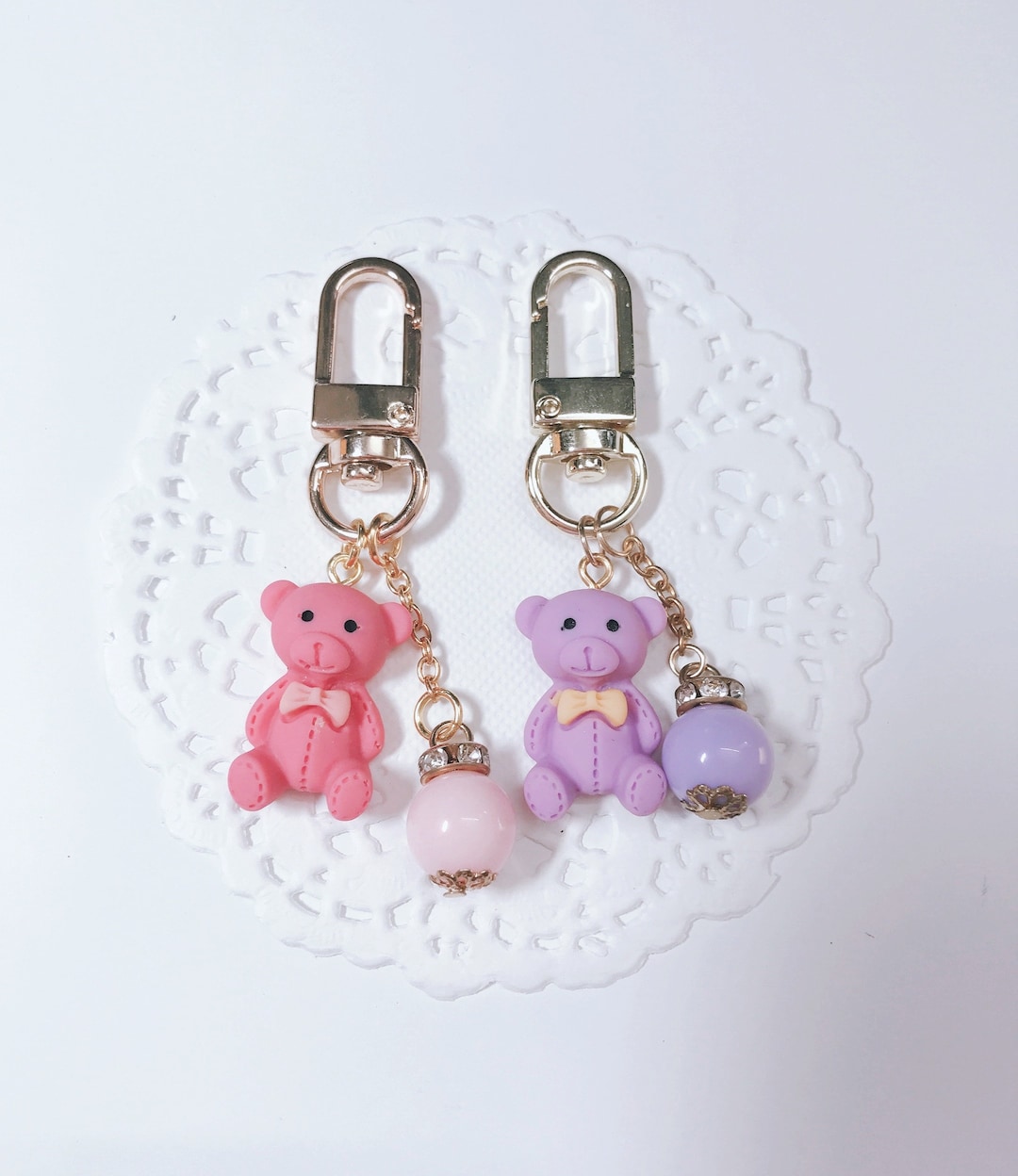 Pink,purple Bear Keychains, Bear Charms,airpods Case Keychains - Etsy UK