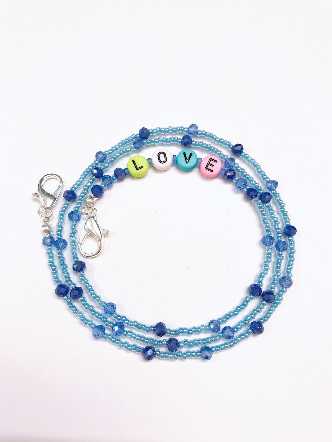 LOVE Initials Mask Strap,mask Chain,acrylic Initials,glasses Chain - Etsy