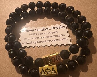 Alpha Phi Alpha Mens Inspired Beaded Bracelet Black and Gold - Etsy
