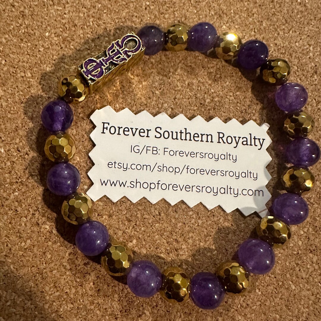 Purple and Gold Omega Psi Phi Bracelet. - Etsy
