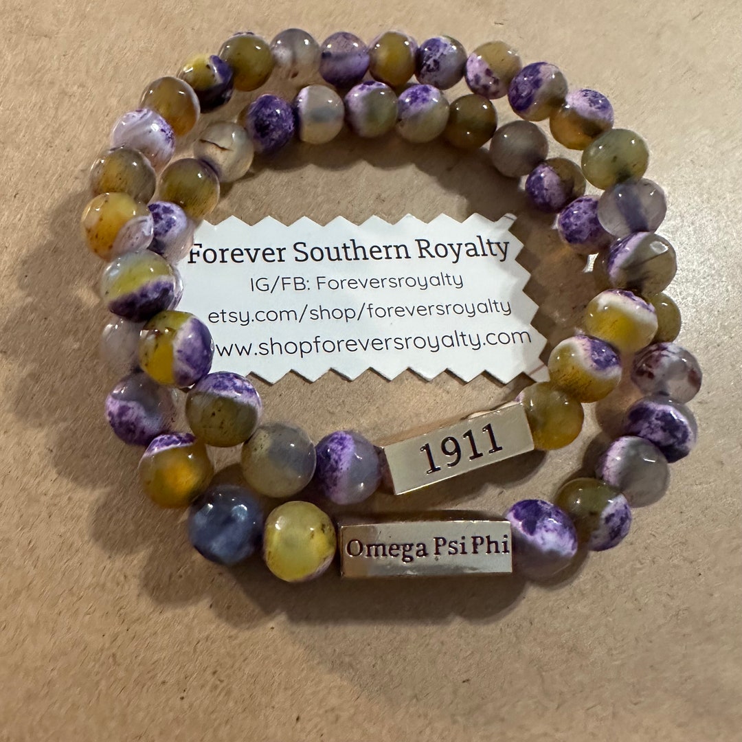 Omega Psi Phi Purple and Yellow Bracelet. - Etsy