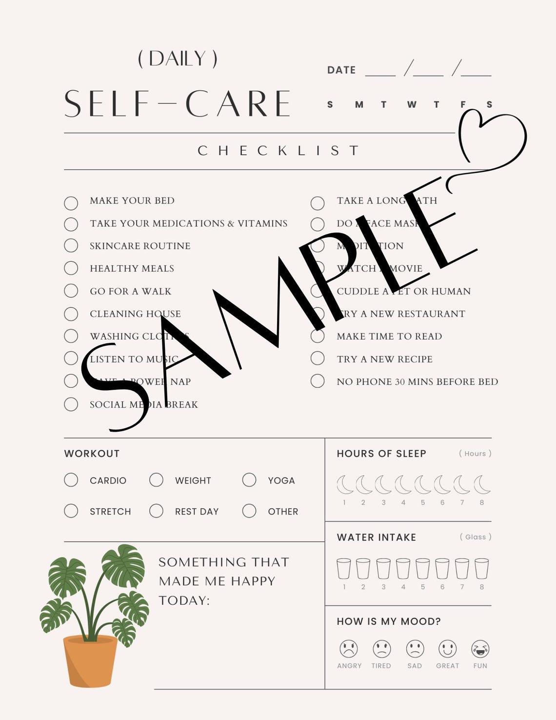 Daily Self-care Checklist - Etsy