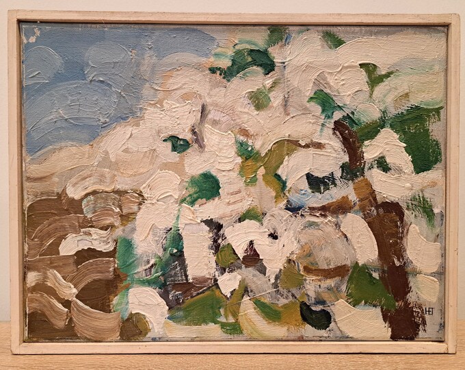 1960s Swedish HET Monograph Signed Abstract Expressionist Framed Mid ...