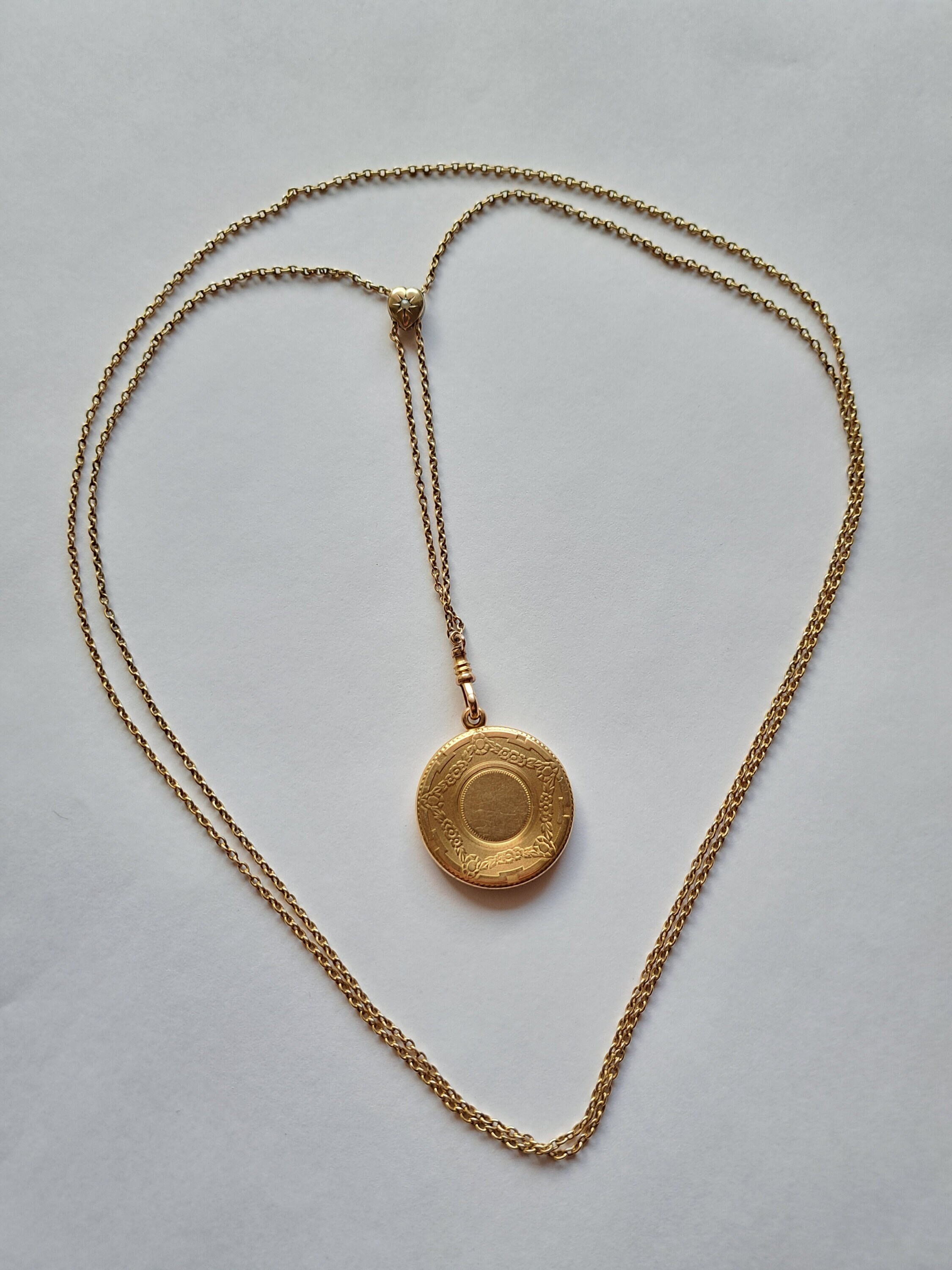 Edwardian 14k Gold Locket AND 10k Gold Long Slide Chain Locket by ...