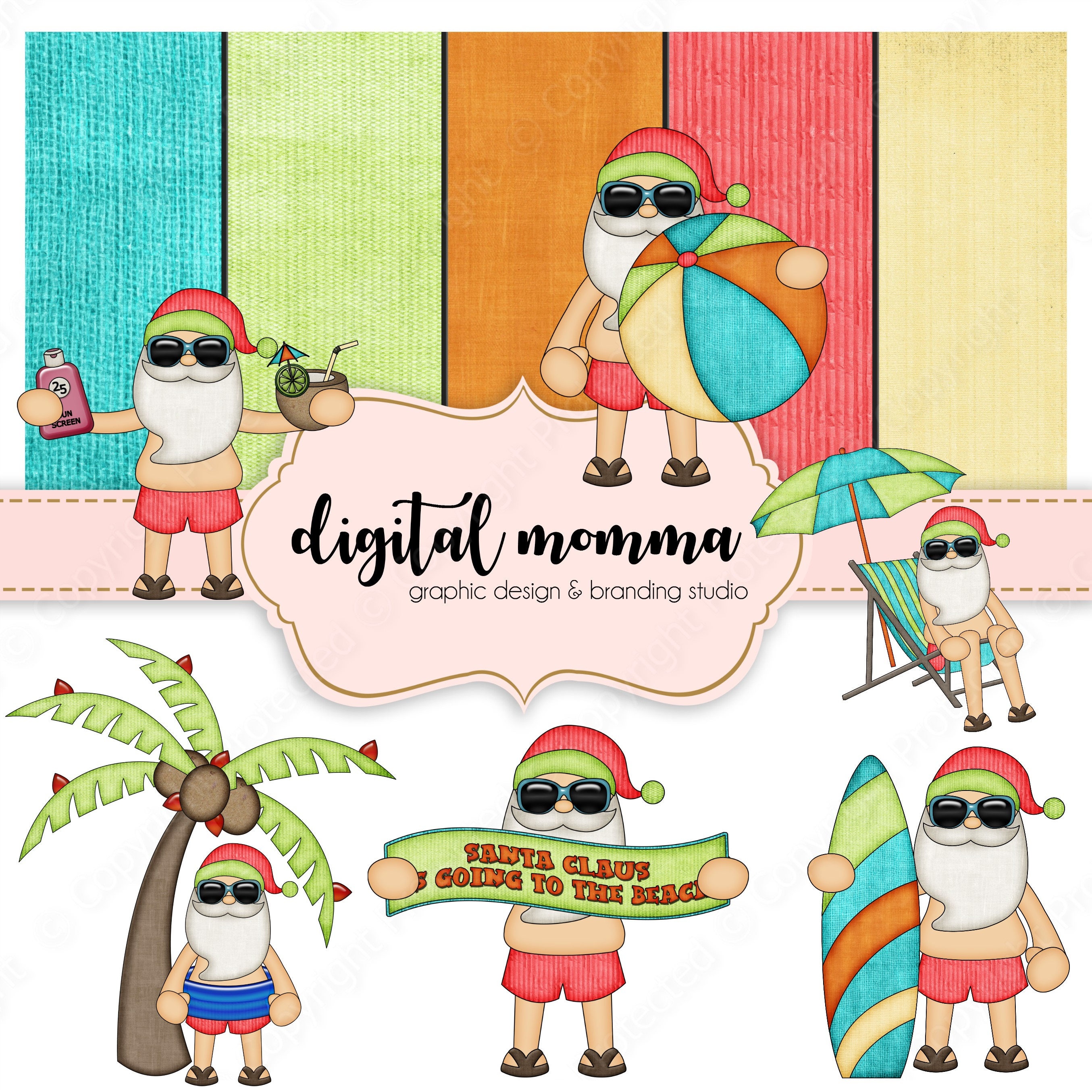 Free Santa On The Beach Clipart Free