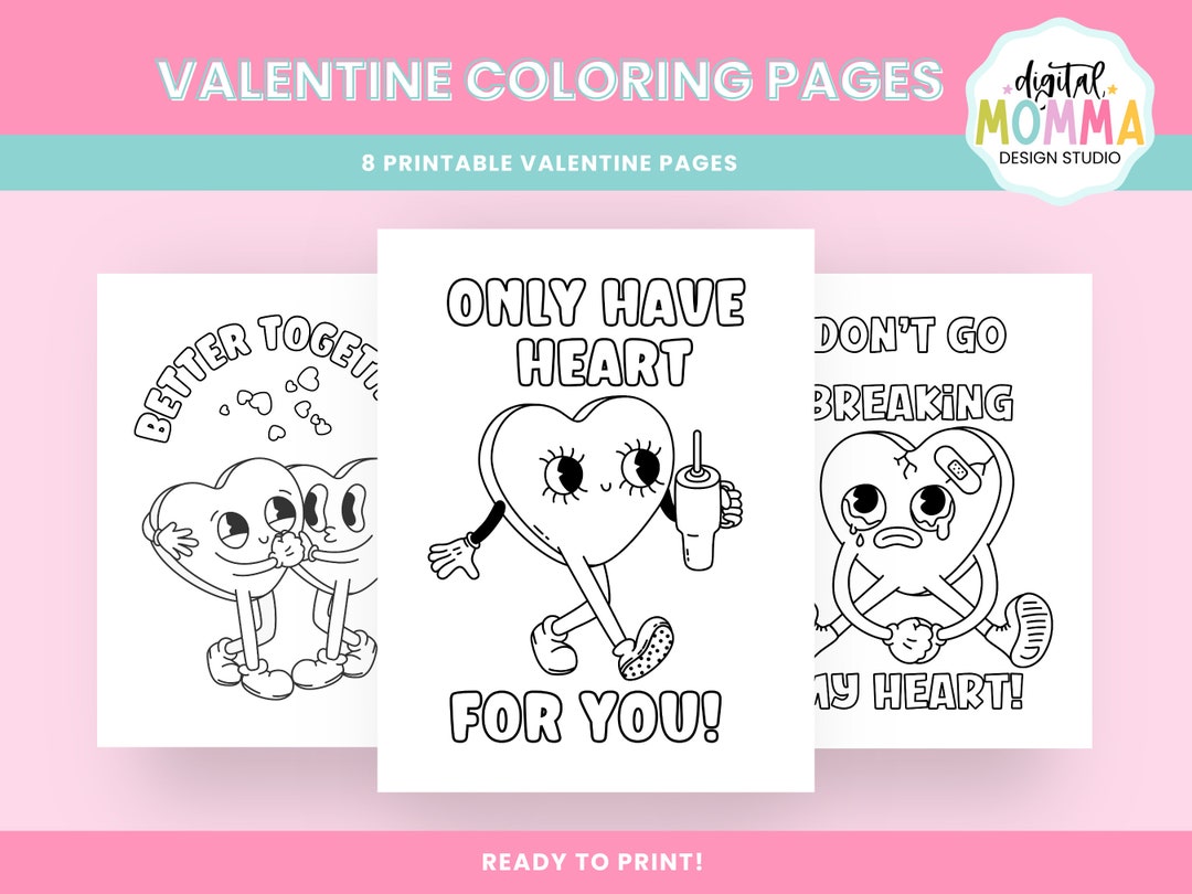 Retro, Groovy Valentine Coloring Pages, Valentine Teacher Resources ...