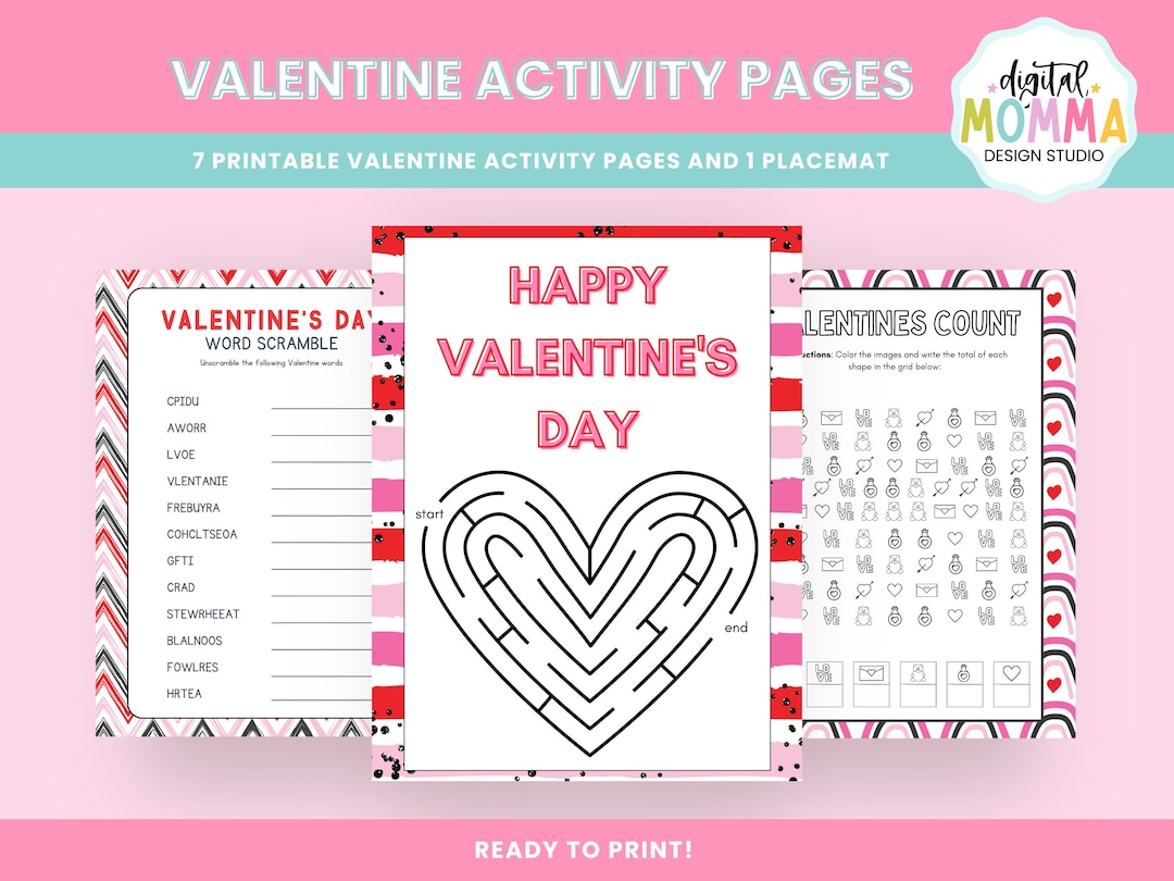 Printable Valentine Activity Pack, Valentine Printables, Valentine ...