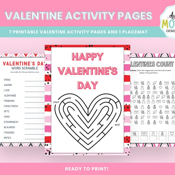 Valentines Activity Placemat - Etsy
