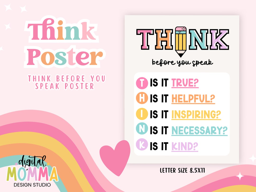 Think Before You Speak Printable, Classroom Resource, Teacher Resource ...