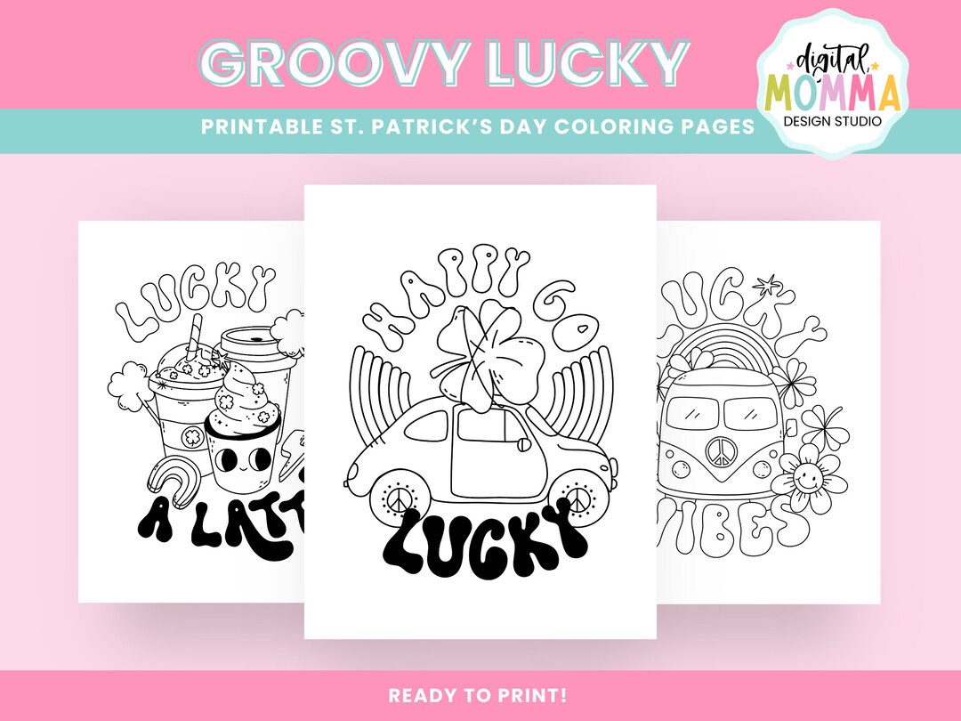 St. Patrick's Day Coloring Pages, Retro, Groovy Lucky Coloring Pages ...