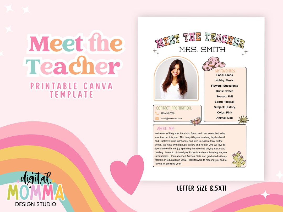 Editable Meet the Teacher Canva Template, Desert, Western Meet the ...