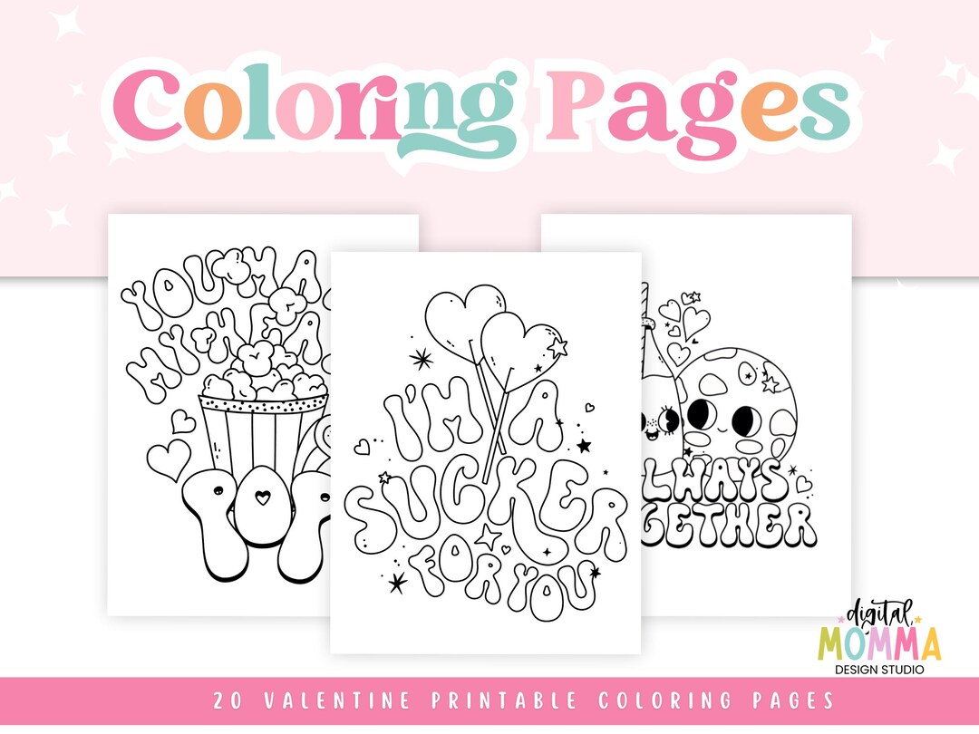 Valentine Coloring Pages, Printable Retro Valentine Coloring Pages ...