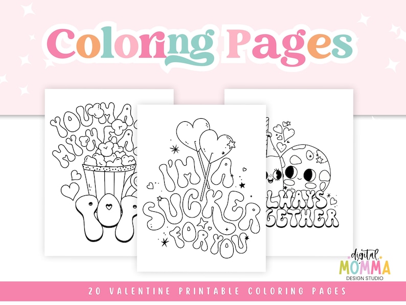 Valentine Coloring Pages, Printable Retro Valentine Coloring Pages ...