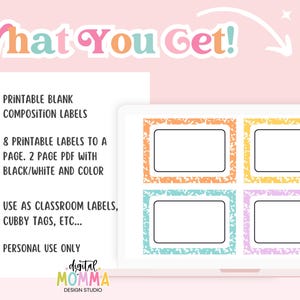 Printable Composition School Labels, Cubby Labels, Back to School ...