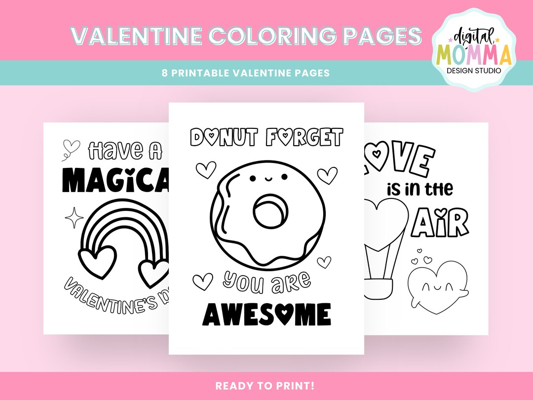 Printable Valentine Coloring Pages, Valentine Activity, Classroom ...