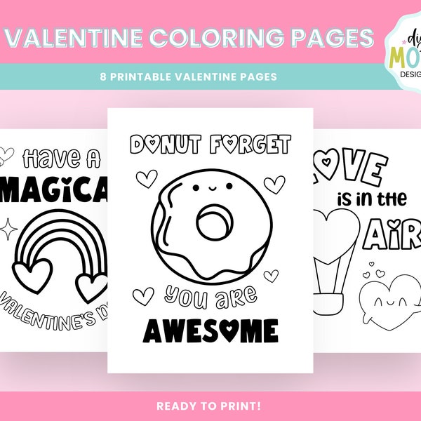 Printable Valentine Coloring Pages - Etsy