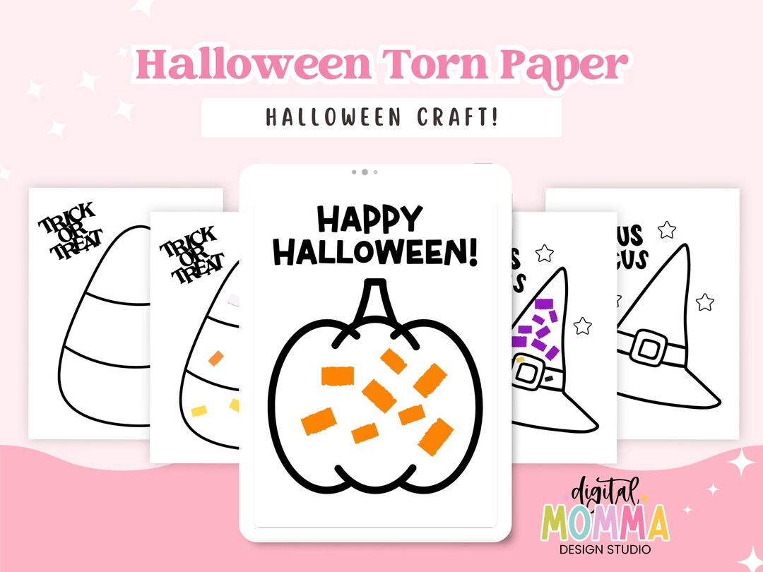 Printable Halloween Torn Paper Crafts, Halloween Craft Template ...