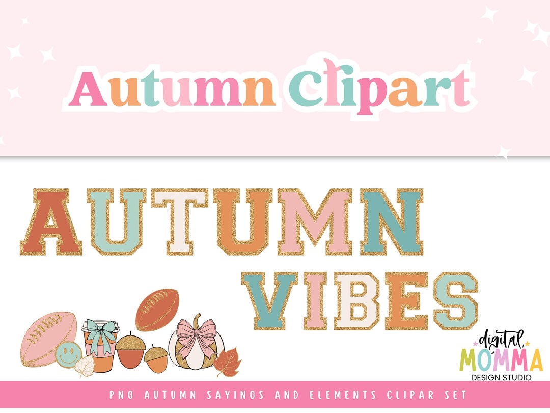 Autumn Clipart, Fall, Pumpkin Clipart Set, Trendy Fall Graphics, Word ...