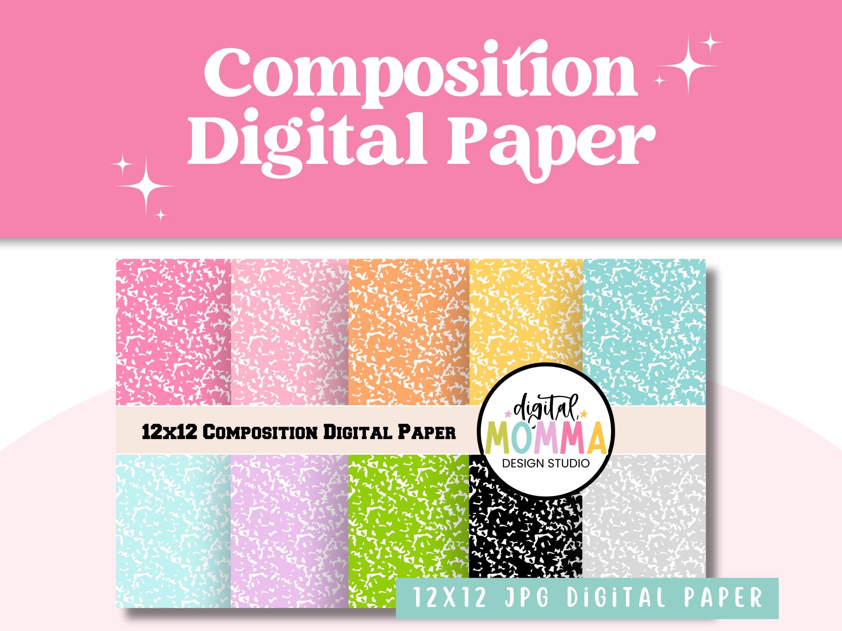 Composition Book Pattern Digital Paper Kit, Back to School Digital ...