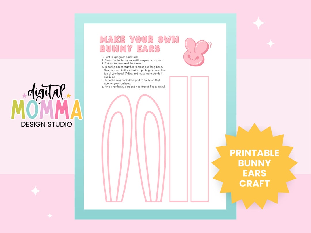 Printable Bunny Ears Craft Template, Easter Craft Template, Bunny Craft ...