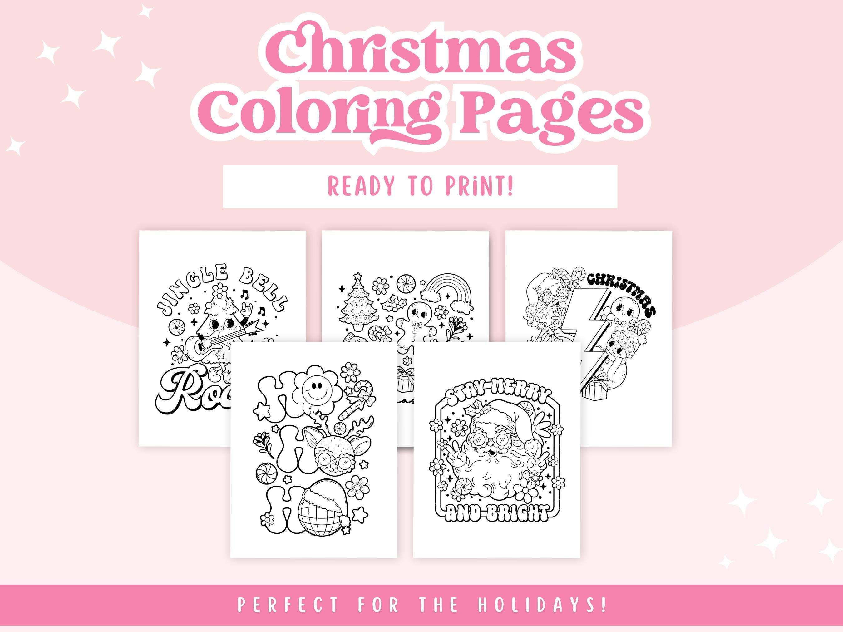 Printable Christmas Retro Coloring Pages, Christmas Coloring Pages, PDF ...