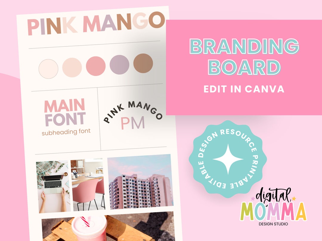 Branding Board Template, Canva Brand Board Template, Color Palette ...