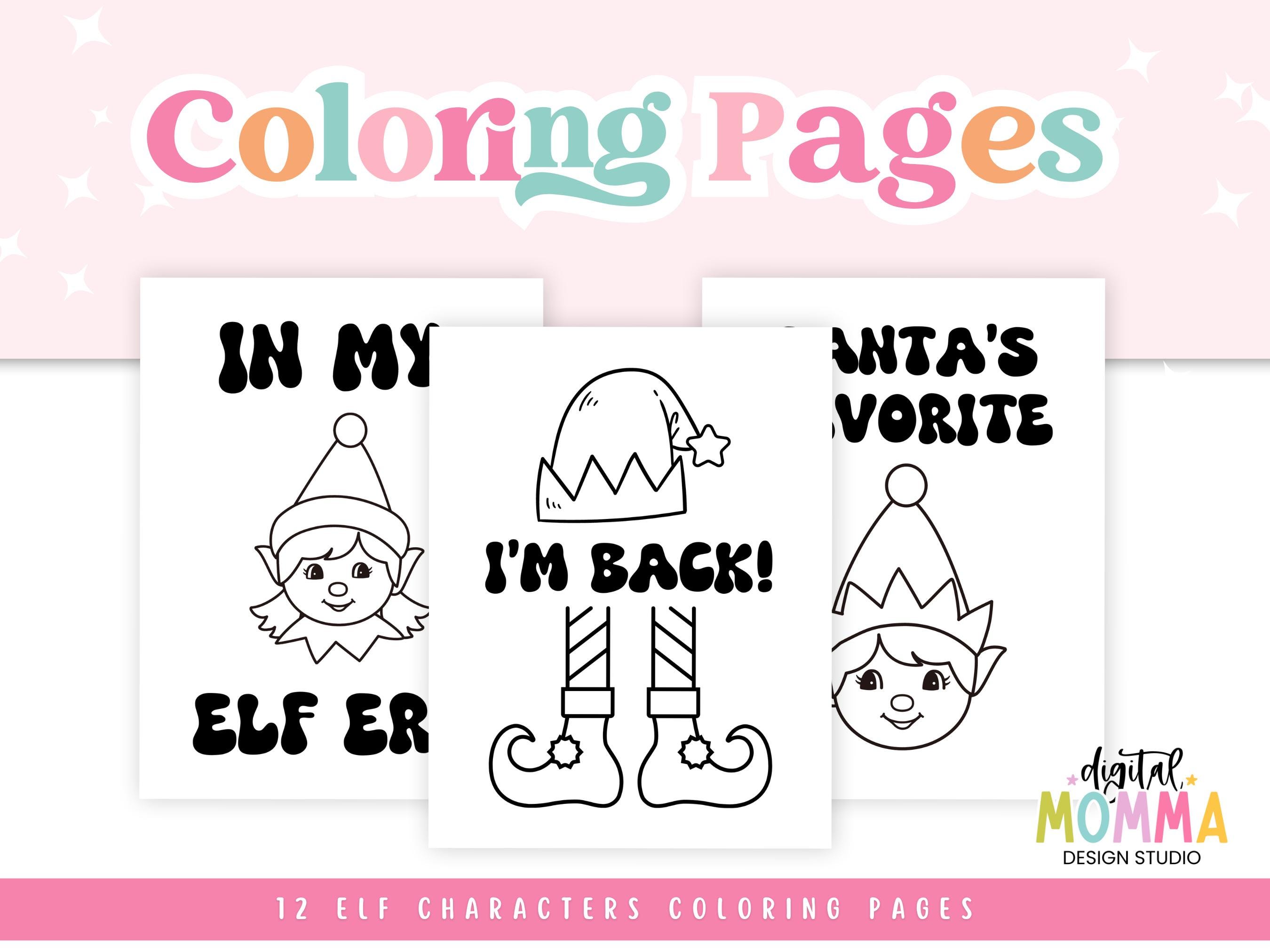 Christmas Elf Coloring Pages, Holiday Activity (digital Download) - Etsy