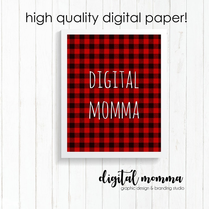 12x12 Buffalo Red/black Plaid Digital Paper, Lumberjack Digital Paper ...
