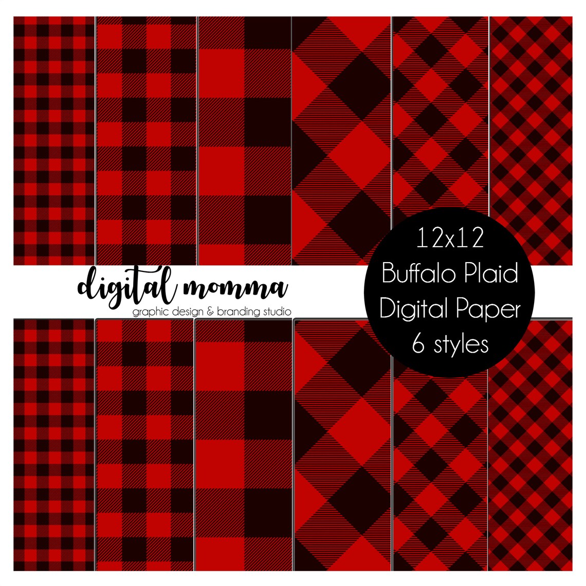 12x12 Buffalo Red/black Plaid Digital Paper Lumberjack - Etsy