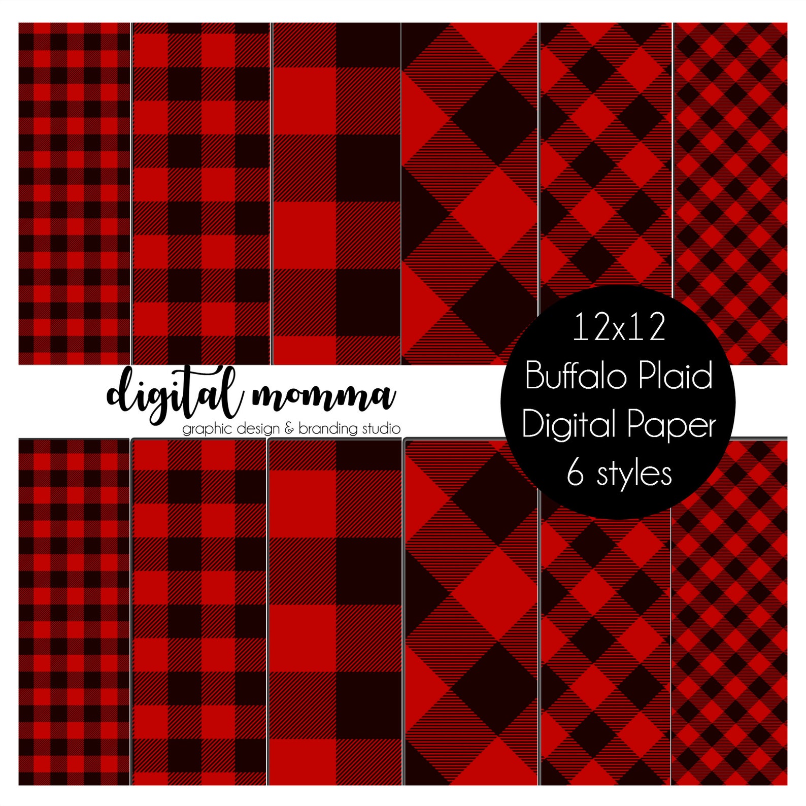 12x12 Buffalo Red/black Plaid Digital Paper Lumberjack - Etsy
