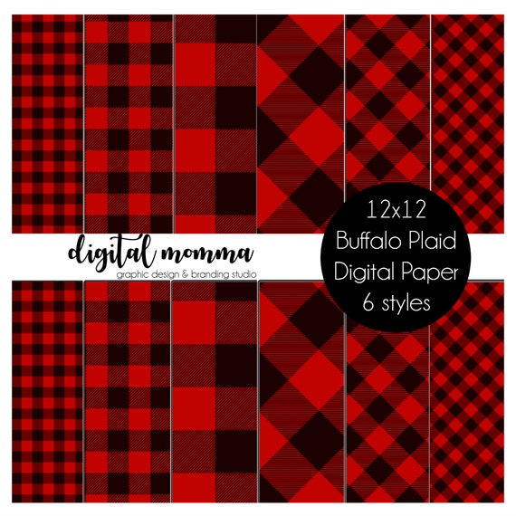 12x12 Buffalo Red/black Plaid Digital Paper Lumberjack - Etsy