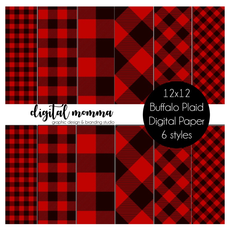 12x12 Buffalo Red/black Plaid Digital Paper Lumberjack - Etsy