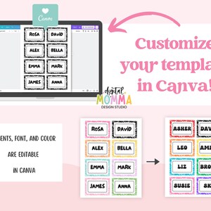 Editable Composition, School Name Labels, Composition, Groovy Name Tags ...