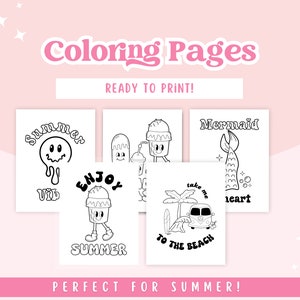 Retro Summer Fun Coloring Pages, Printable Coloring Pages, Classroom ...