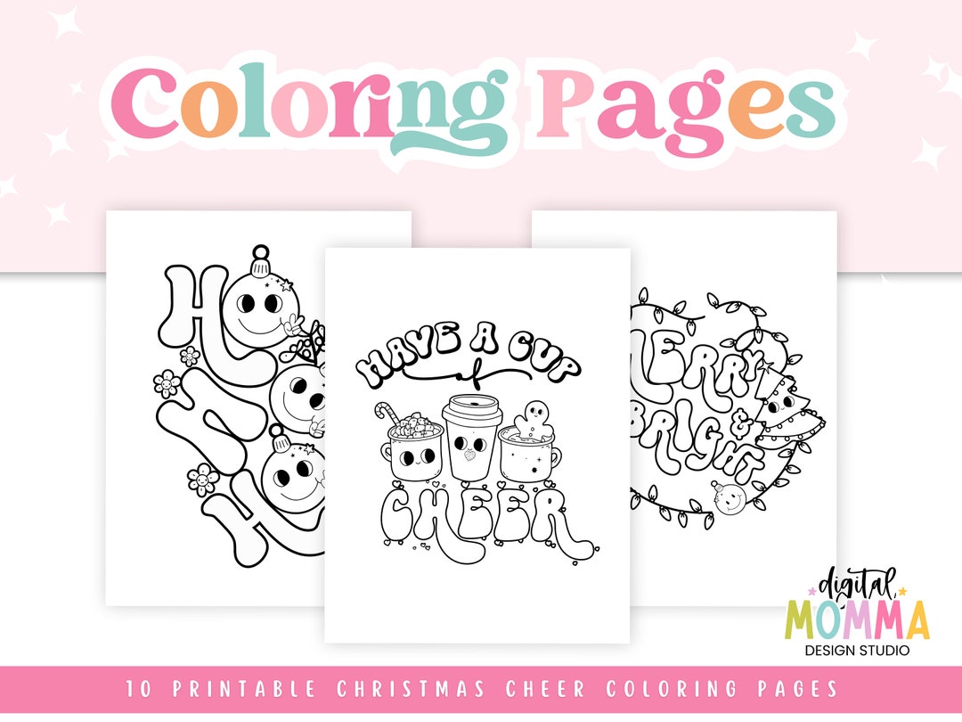 Printable Christmas Coloring Pages, Retro, Groovy Christmas Coloring ...