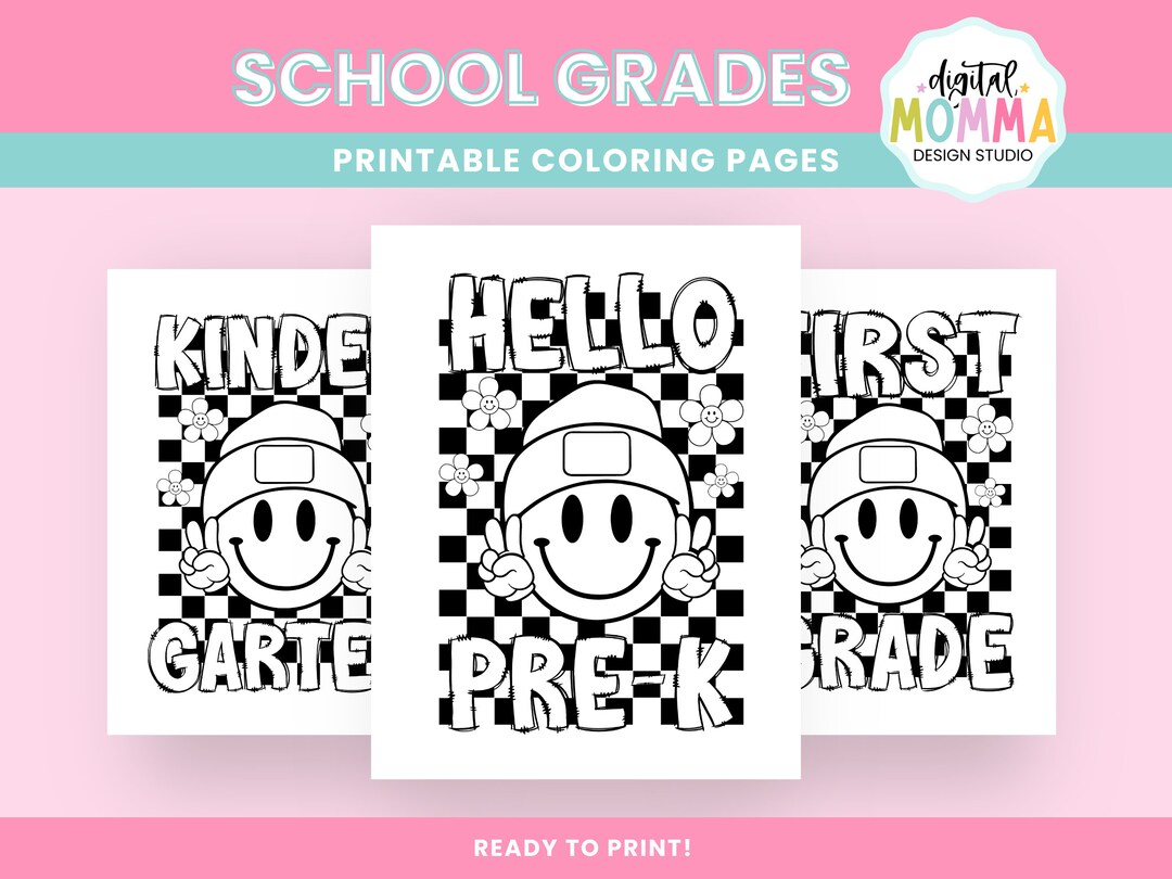 Back To School Printable Coloring Pages, Grades Pre-K to Sixth Grade ...