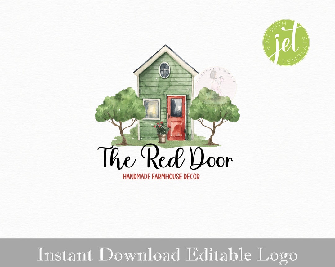 Editable Red Door Logo Design Barn Shed Logo Cottage House - Etsy