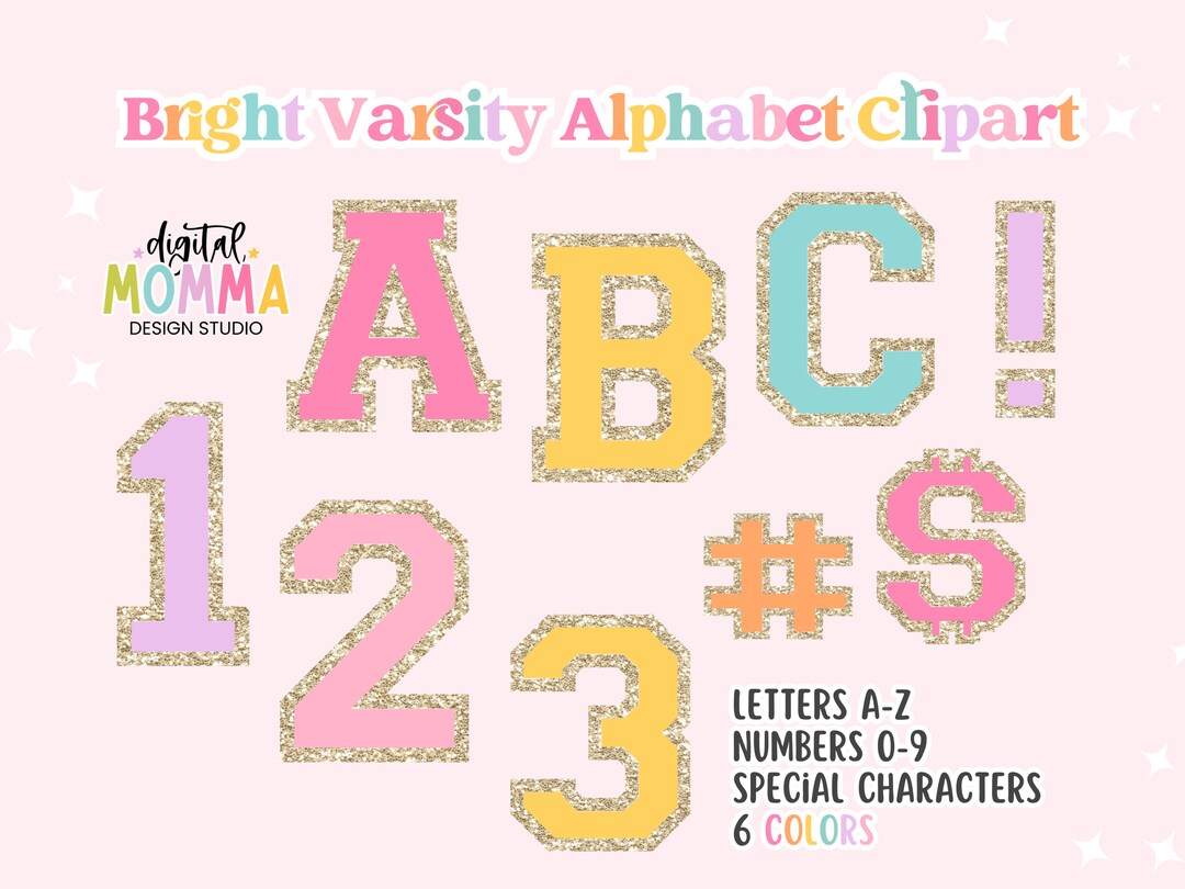 Bright Patch Glitter Alphabet, Number Clipart Set, Sports Letter ...