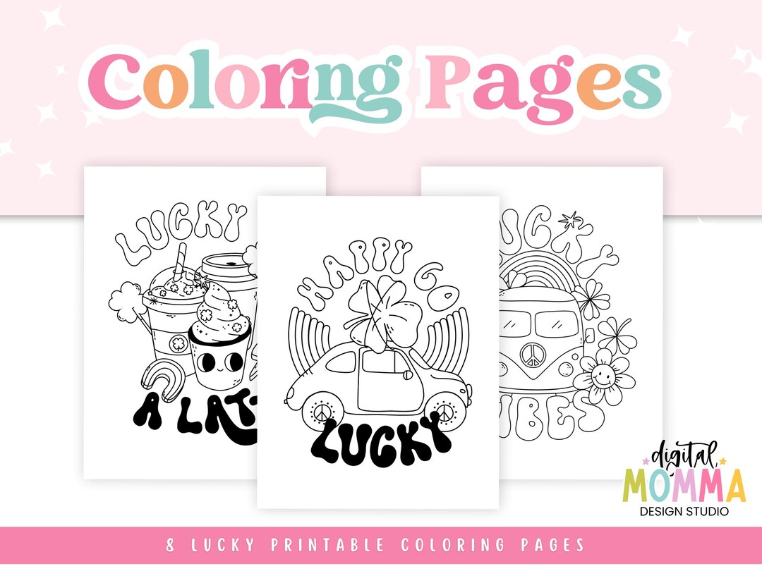 St. Patrick's Day Coloring Pages, Retro, Groovy Lucky Coloring Pages ...