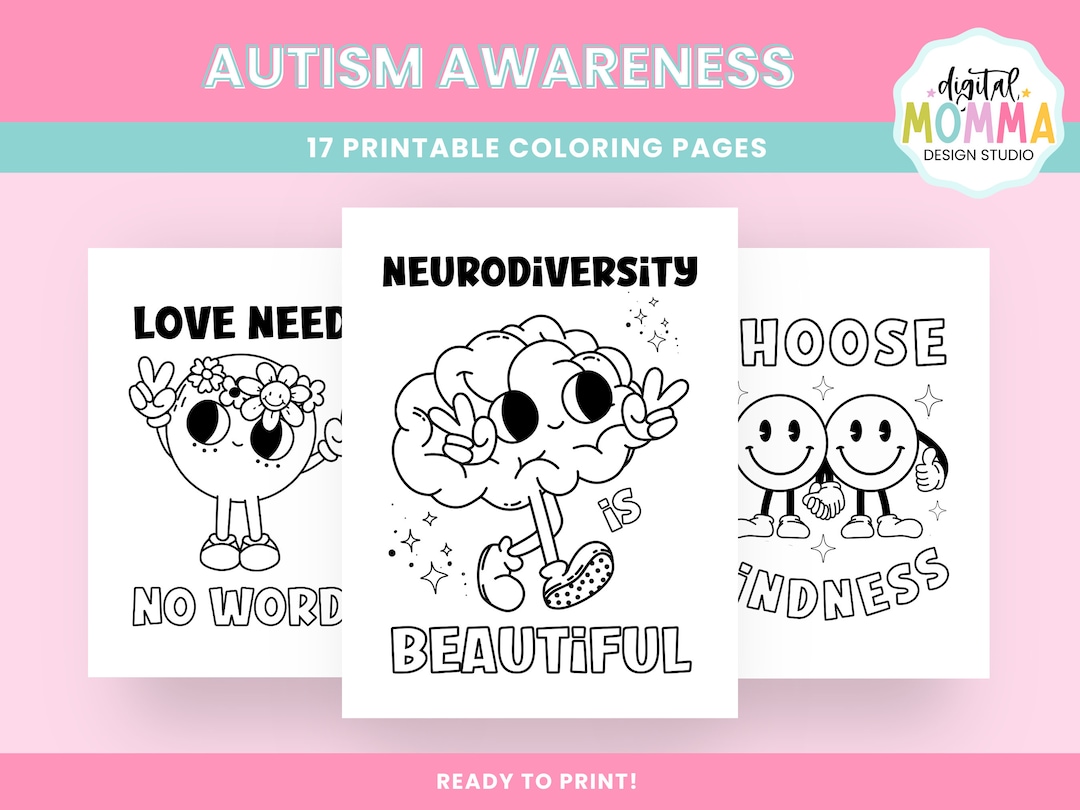 Printable Autism Awareness Coloring Pages, Neurodiversity, Autism ...