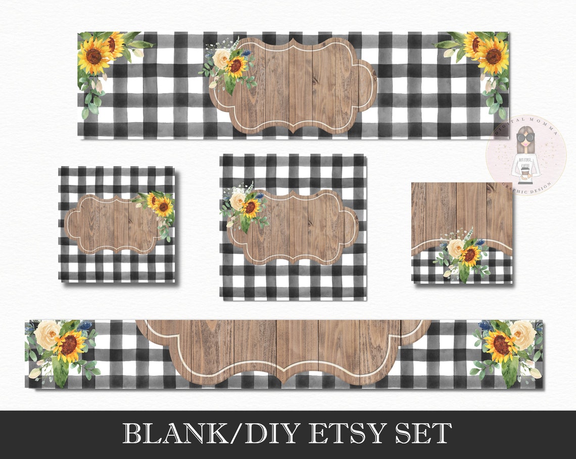Blank/diy Sunflower Buffalo Plaid Wood Shop Graphics - Etsy