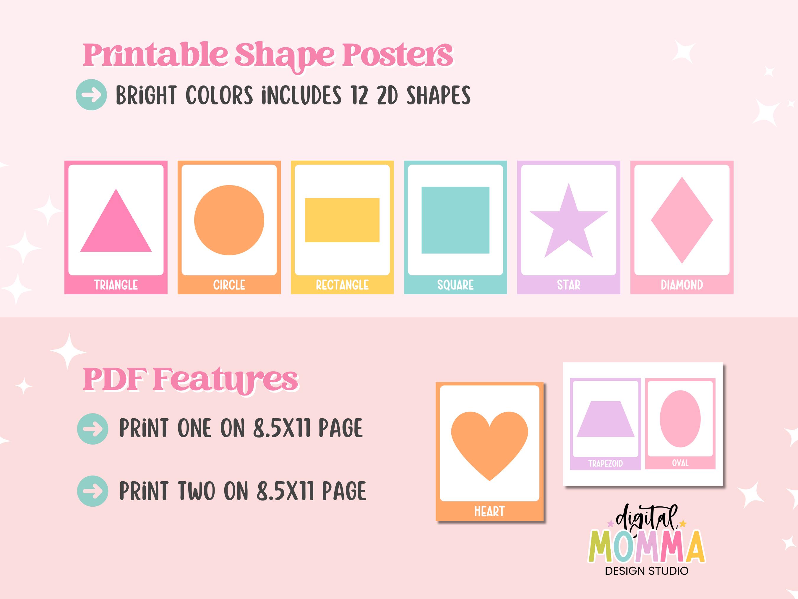 Printable Shape Posters, 2D Shape Poster, Classroom Decor, Classroom ...