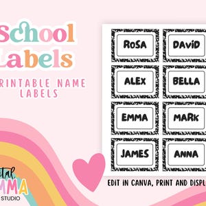 Editable Composition, School Name Labels, Composition, Groovy Name Tags ...