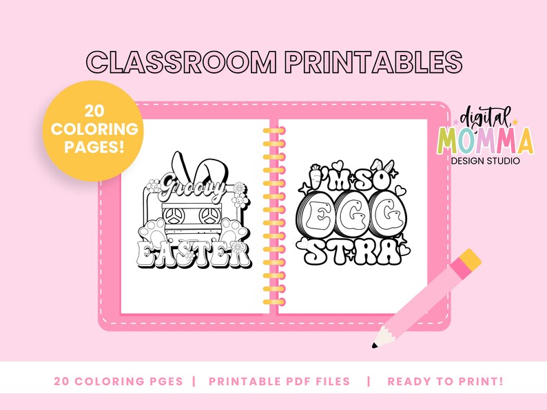 Retro Groovy Easter Coloring Pages, 20 Printable Designs (PDF) - Etsy