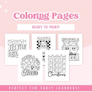 Printable Retro Christmas Coloring Pages, PDF Coloring Pages, Groovy ...
