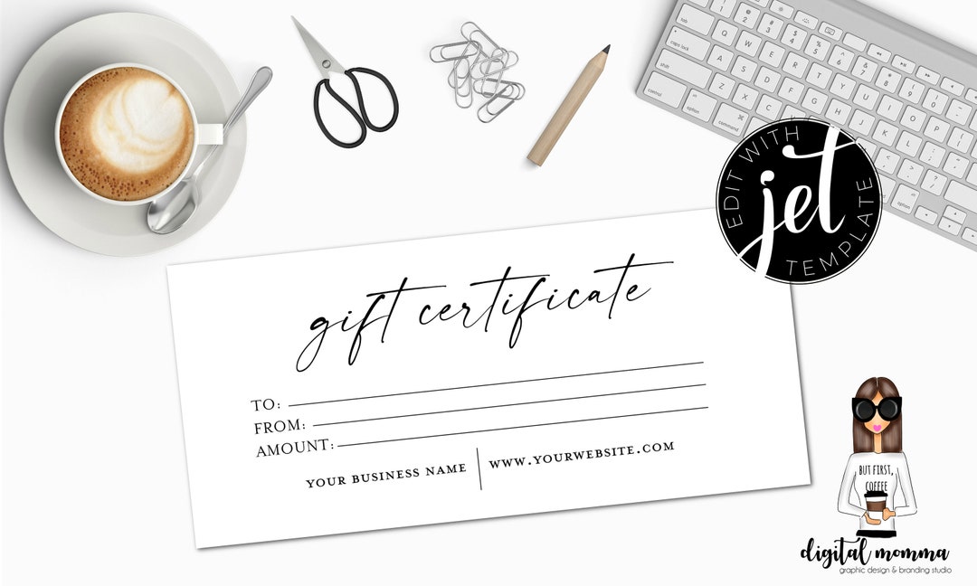 Editable Gift Certificate Template, Gift Voucher, Printable Gift ...