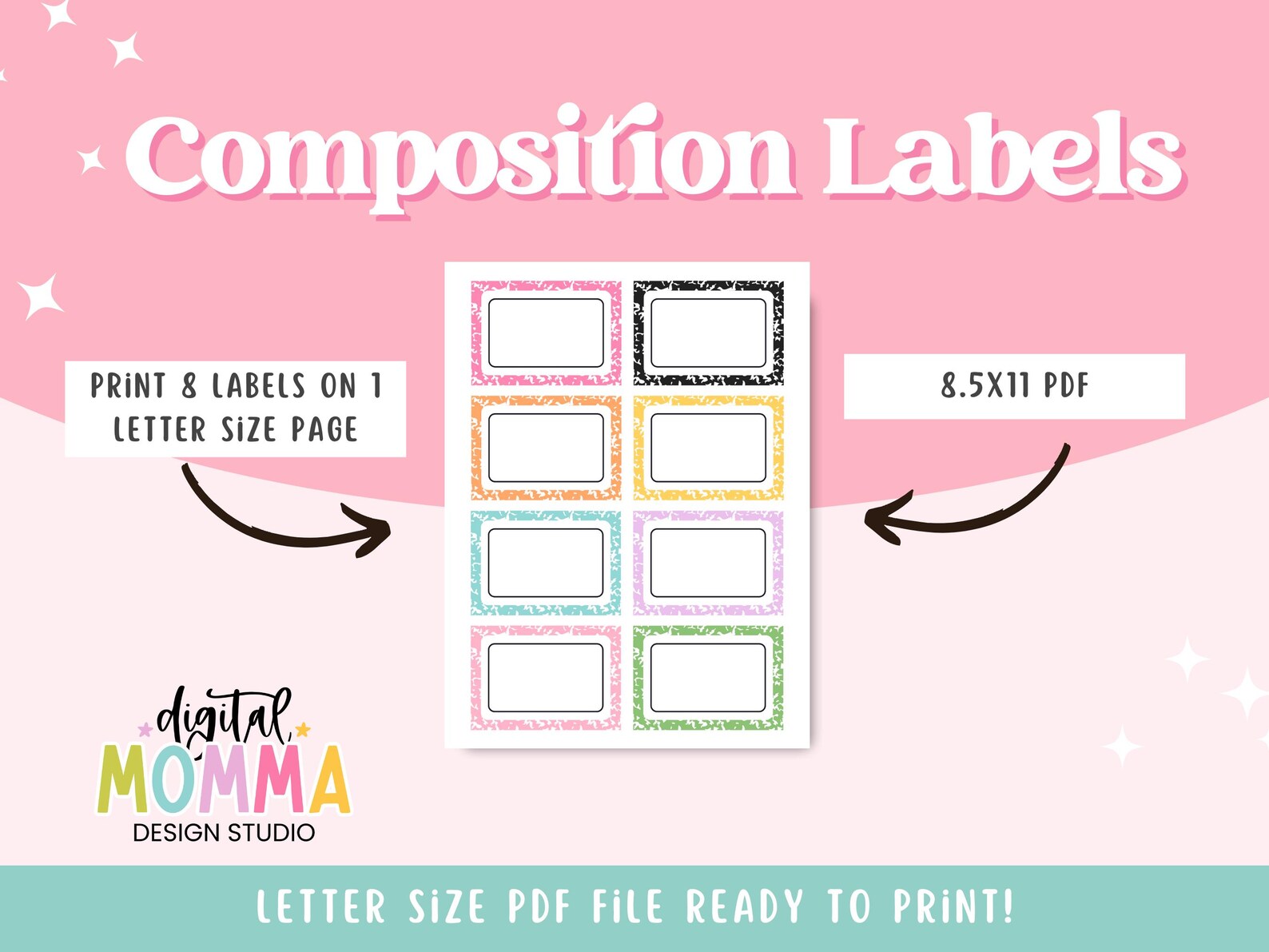 Printable Composition School Labels, Cubby Labels, Back to School ...