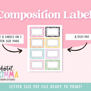 Printable Composition School Labels, Cubby Labels, Back to School ...