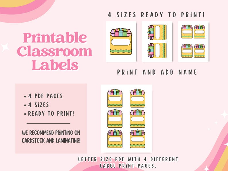 Printable Crayon Box Name Labels, Teacher Classroom Decor (PDF) - Etsy